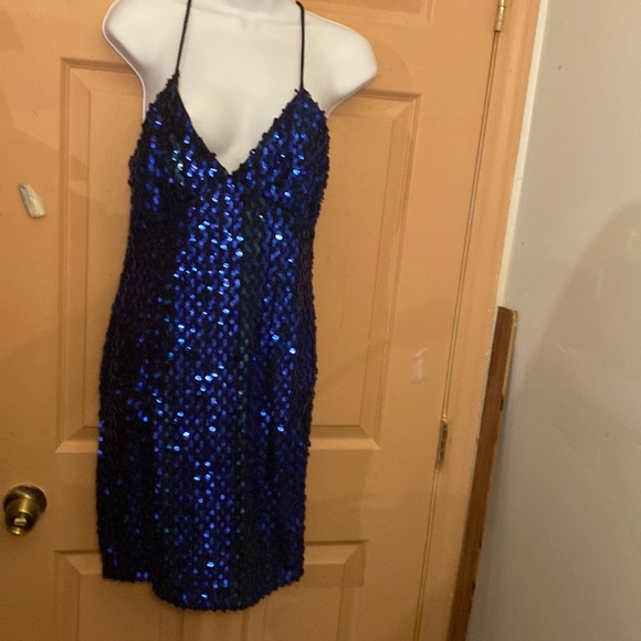 Niki | Dresses | Niki Blue Sequins Womens Party Or Prom Dress Sz S ...